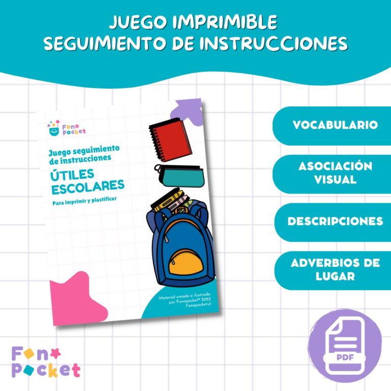 Juego Seguimiento de instrucciones versión útiles escolares - Fonopocket