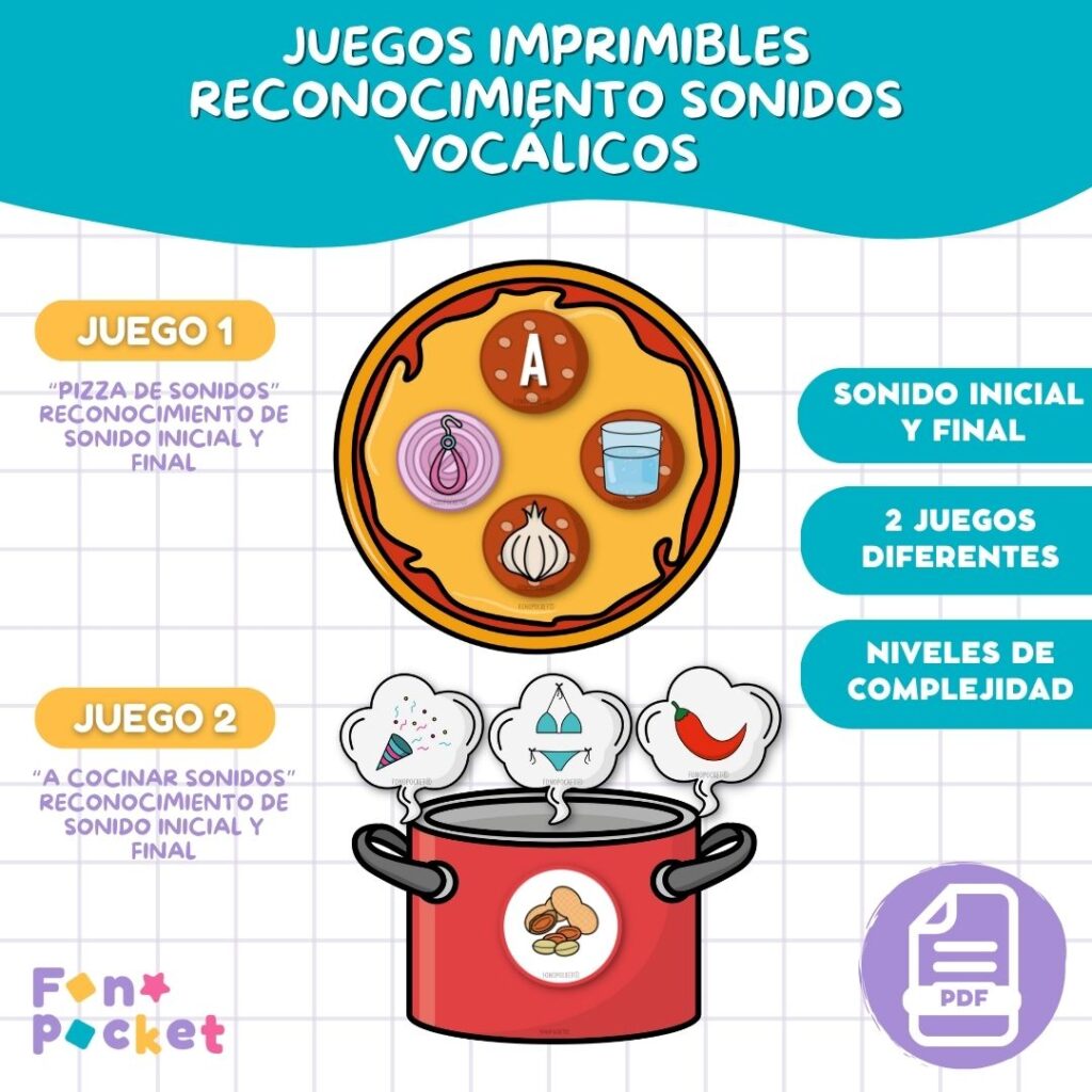 Juegos Reconocimiento de sonidos vocálicos - Fonopocket