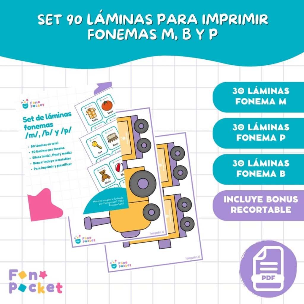 Set de láminas Fonemas /m/, /b/ y /p/ - Fonopocket