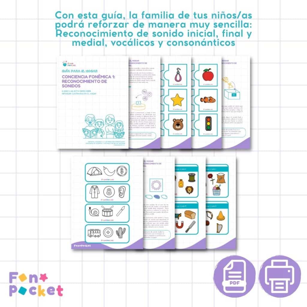 Guía para el hogar conciencia fonémica 1: Reconocimiento de sonidos ...