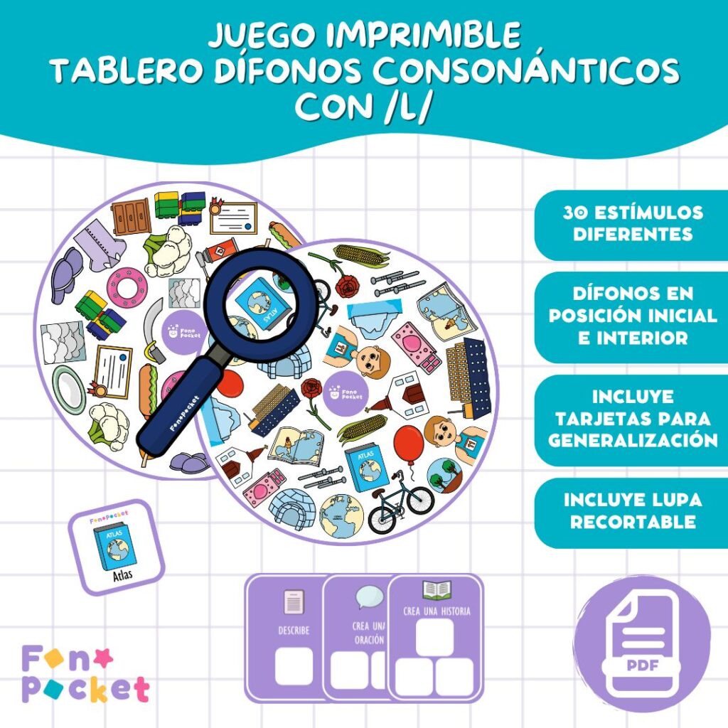 Juego tablero dífonos consonánticos con /l/ - Fonopocket