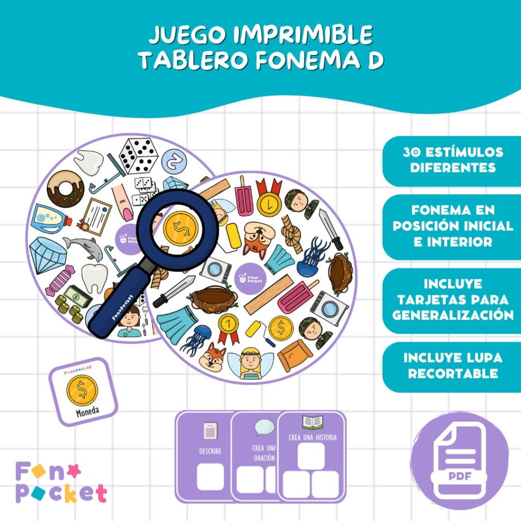 Juego tablero fonema /d/ - Fonopocket