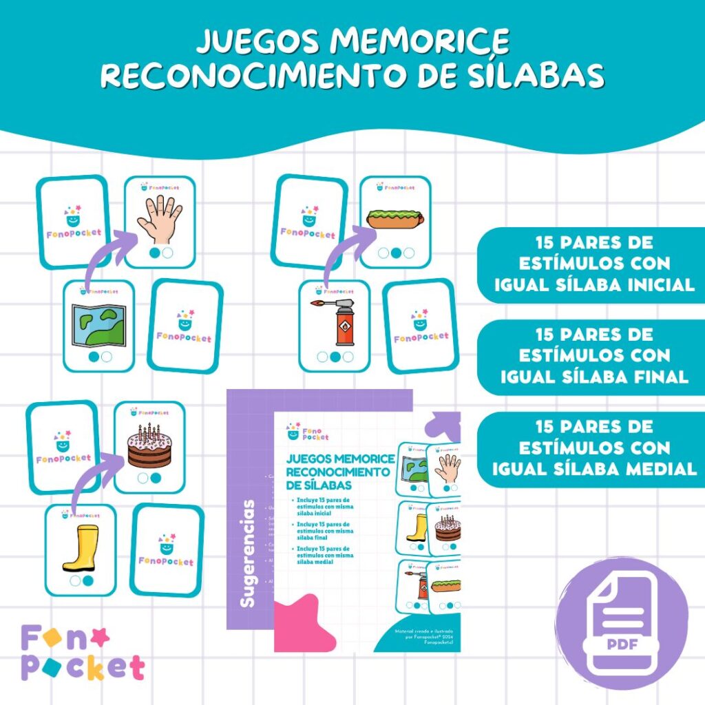 Juego memorice reconocimiento de sílabas - Fonopocket