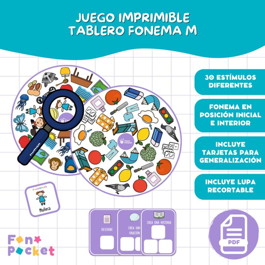Juego tablero fonema /m/ - Fonopocket