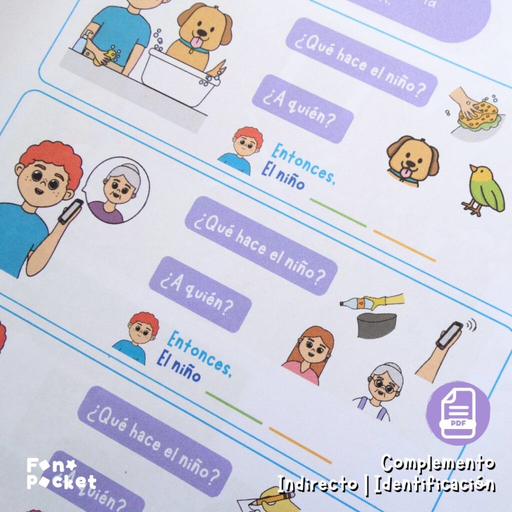 Cuadernillo oraciones con complemento directo e indirecto - Fonopocket