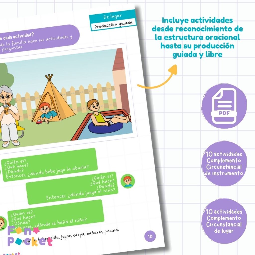 Cuadernillo oraciones con complemento circunstancial de instrumento y de lugar - Fonopocket